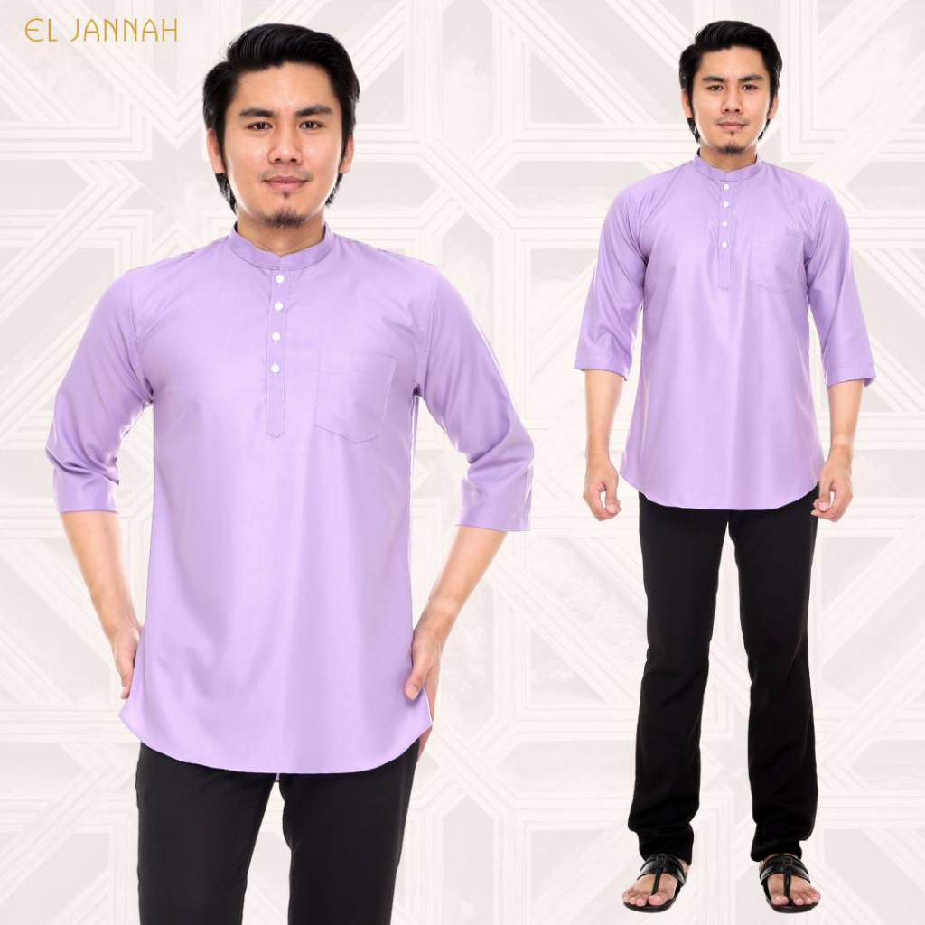 Isaac Kurta Lelaki Cekak Musang Men Top Baju Raya Light Purple Ungu ...