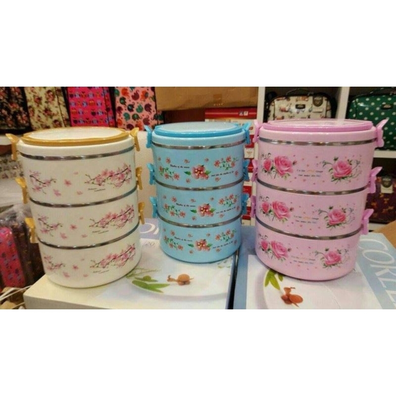 Mangkuk Tingkat Bunga 3 Layer Tahan Panas | Shopee Malaysia