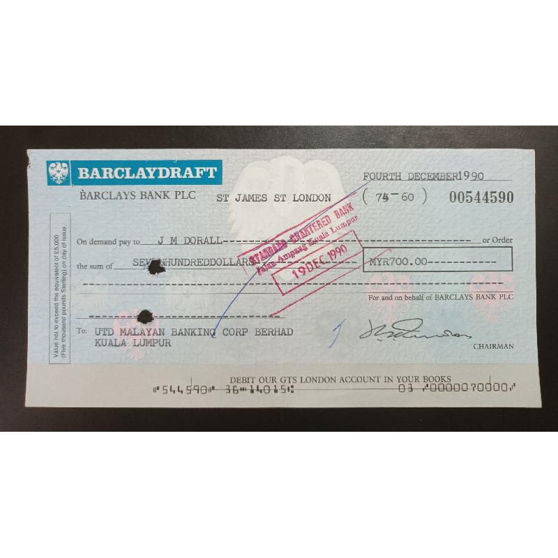 Used Bank Cheque Barclaydraft | Shopee Malaysia