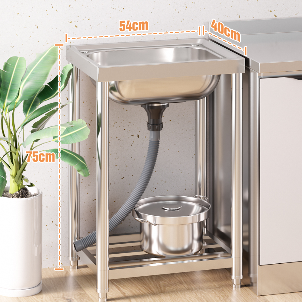 100/120cm Sinki Dapur Stainless Steel Sinki Sink With Stand Double Bowl ...