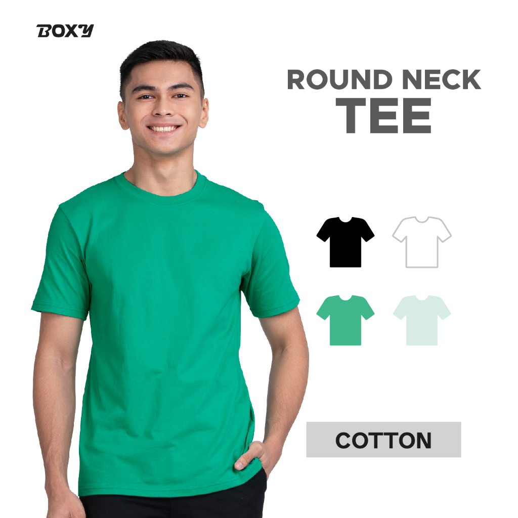 BOXY Baju Cotton Leher Bulat Kosong Unisex Lengan Pendek | Cotton ...