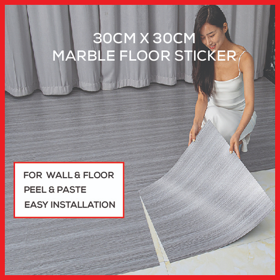Marble Tile Sticker Self Adhesive Vinyl Flooring Mozek Lantai Pelekat ...