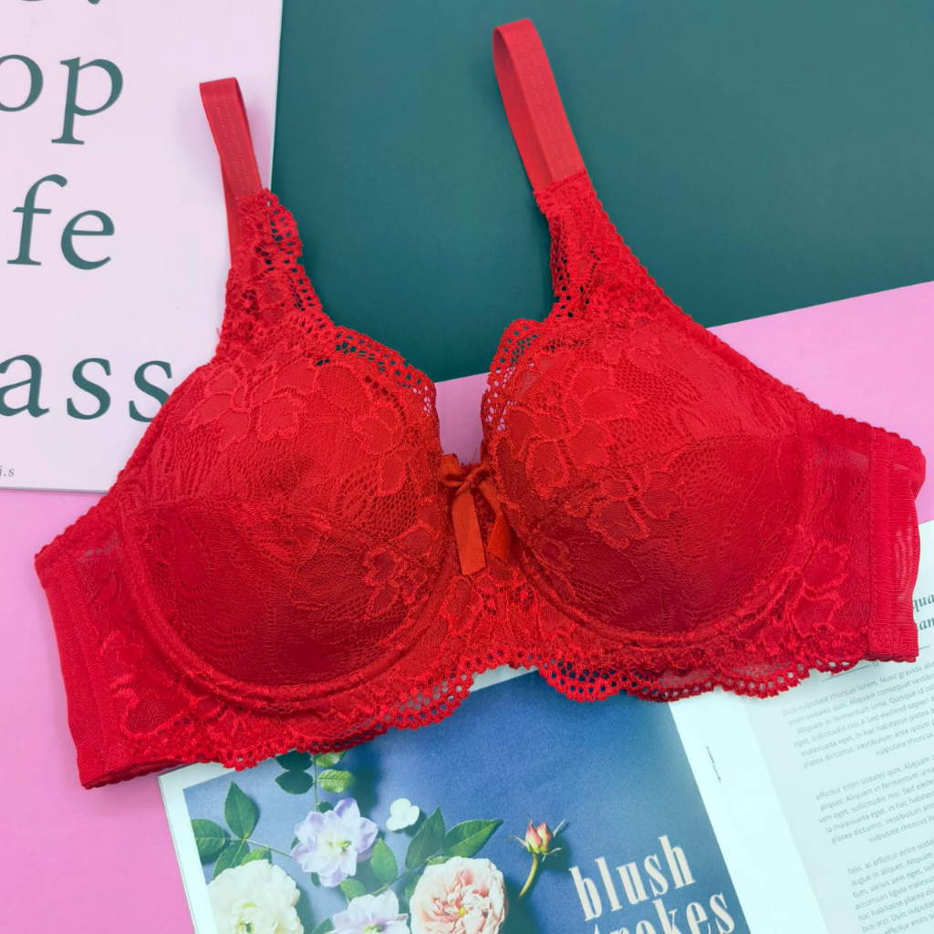 mybra Women Bra With Wired Steel Ring Cup Floral Lace Bra Full Cup Thin ...