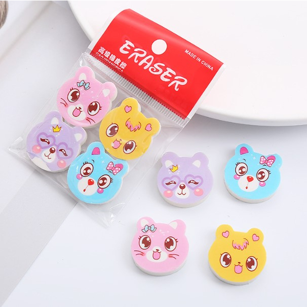 [4pcs/pack] Cute Kitty Cat Eraser For Kids School Pencil Eraser ...