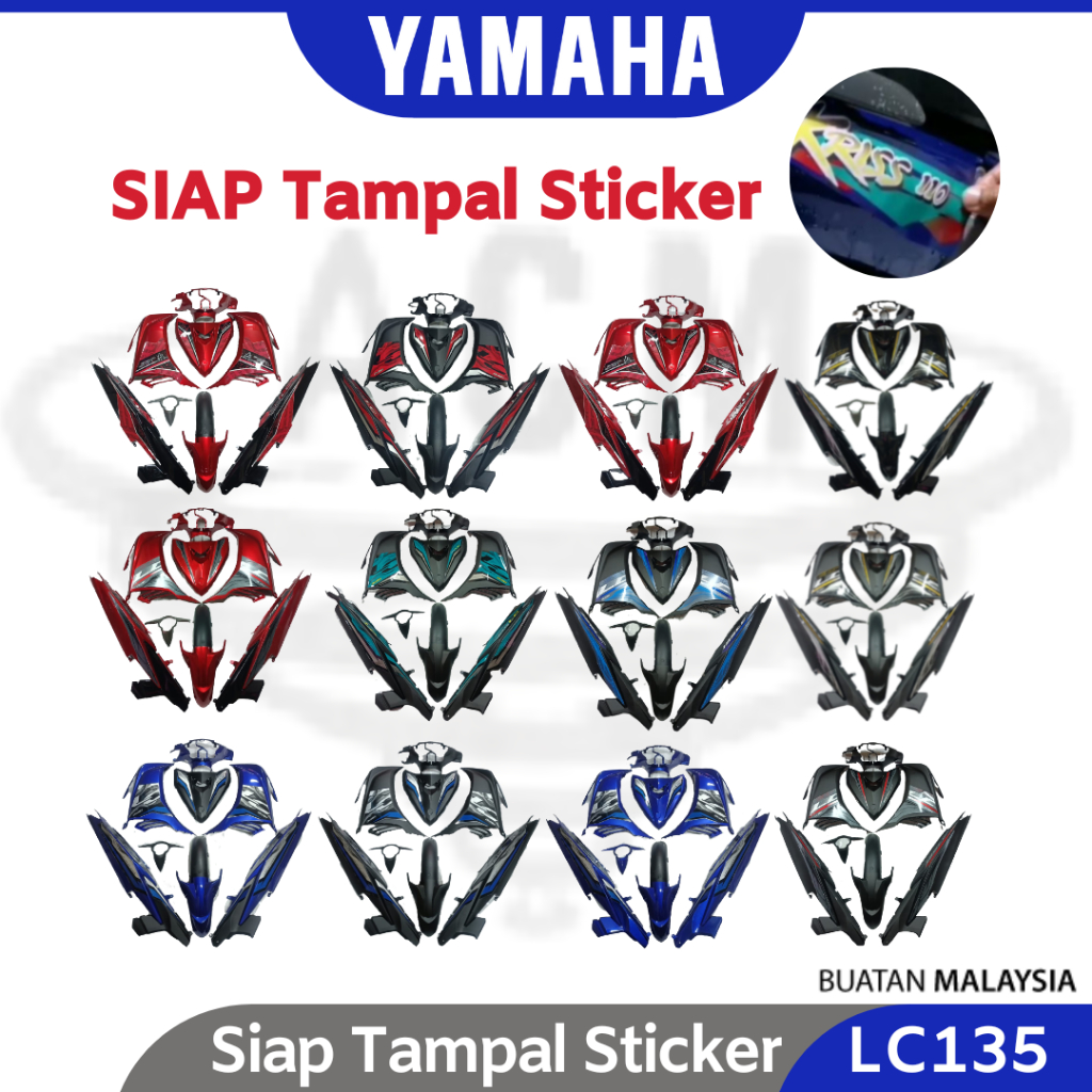 YAMAHA 135LC V2 V3 V4 V5 V6 V7 Full Body Cover Set Siap Tampal Sticker ...