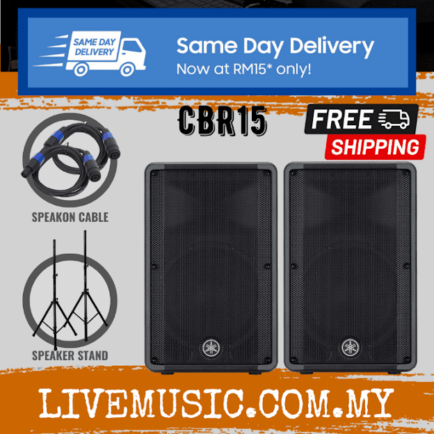 Yamaha CBR15 15-Inch 2-Way Passive Loudspeaker With Speaker Stand And Cable - Each / Pair ( CBR ...