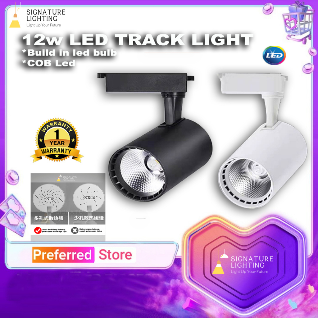 12w Led Track Light Tahan Lama / 3k/4k/6k / Warranty 1 Tahun /轨道灯 ...