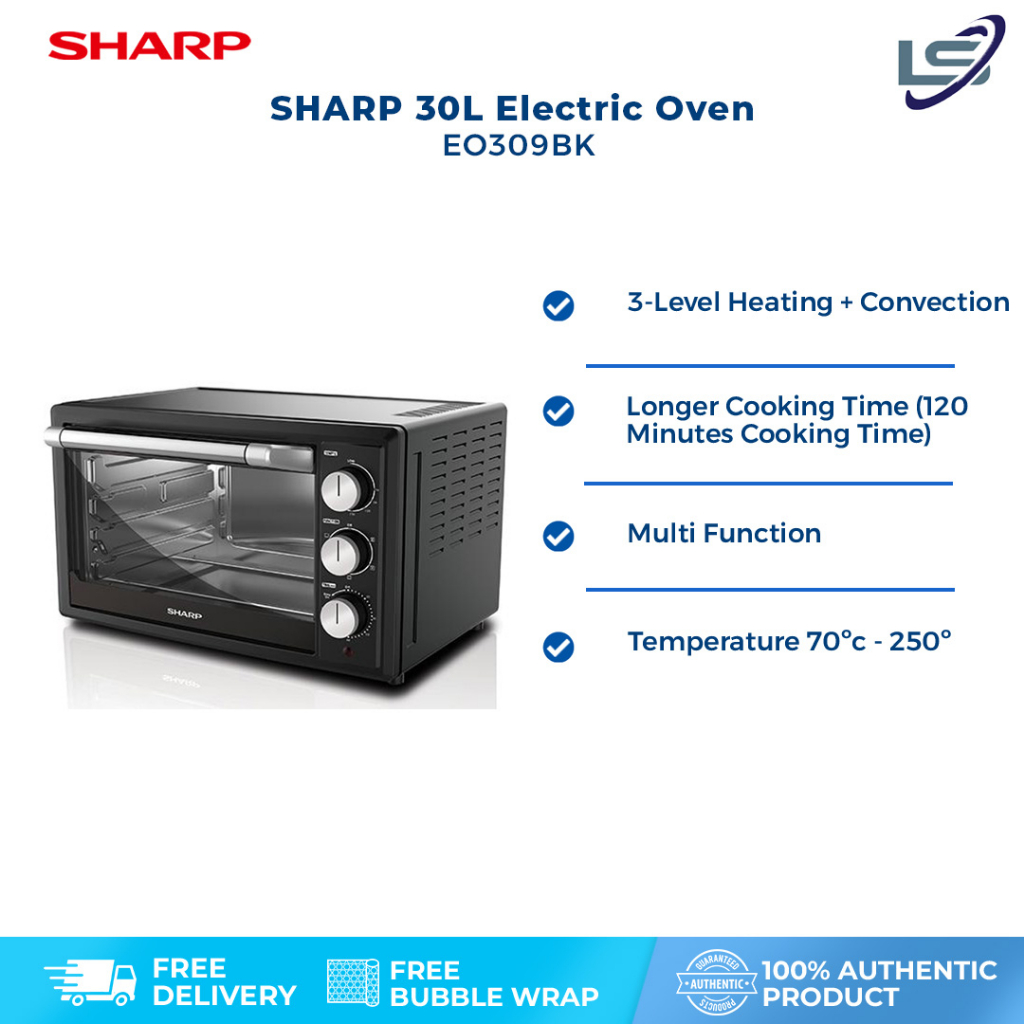 SHARP 30L Electric Oven EO309BK | 3-Level Heating + Convection | 120 ...