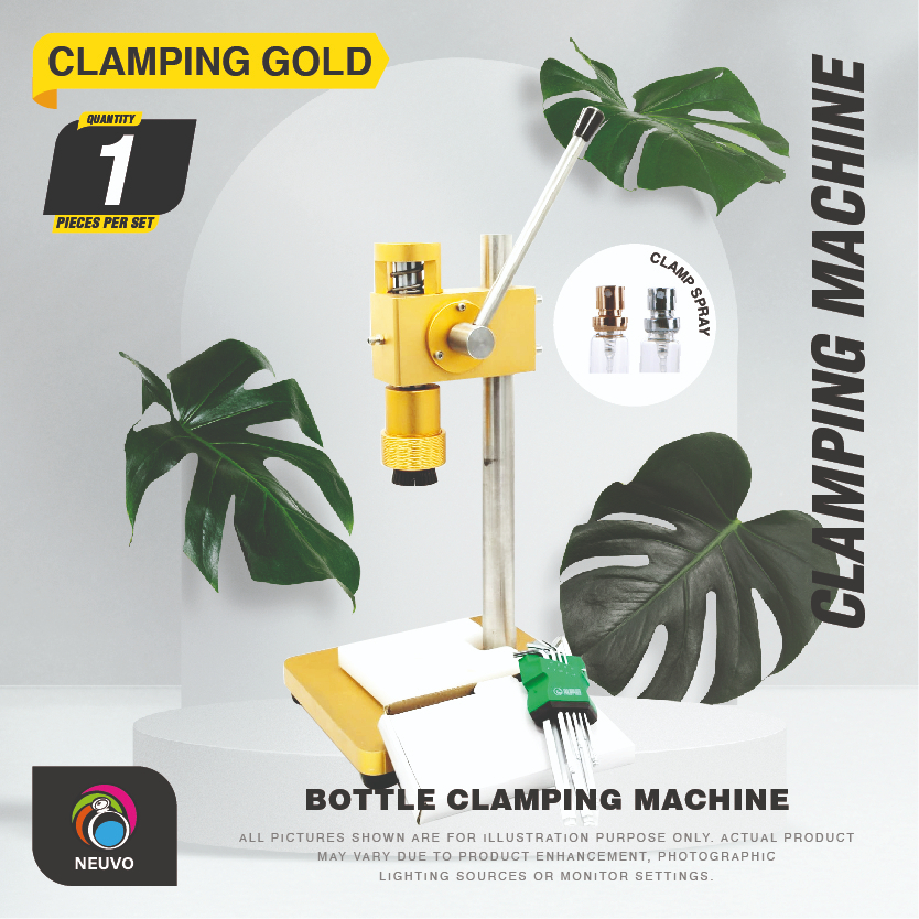 {1 PCS} MACHEN CLAMPING GOLD BOTTLE/ MESIN BOTOL CLAMPING (complete set ...