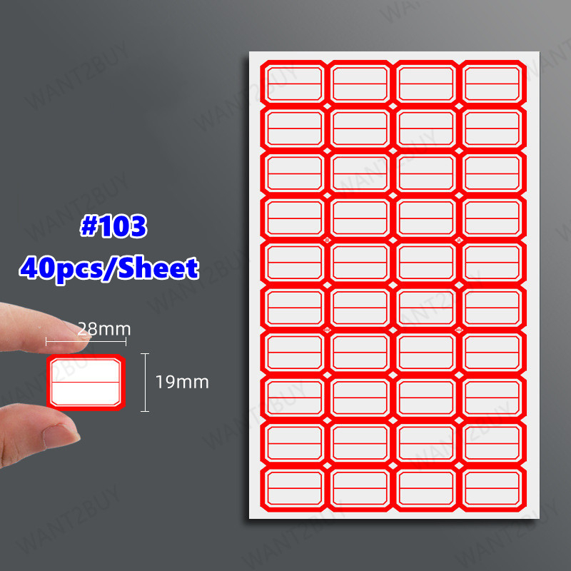1 Sheet Waterproof Empty Label Price Noted Sticker Blue Red Colour ...