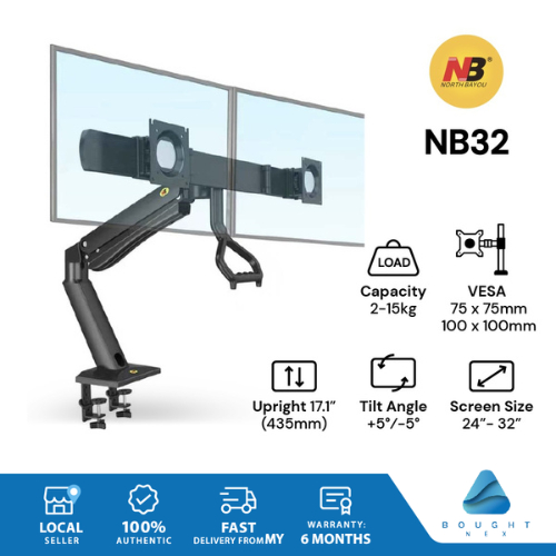 North Bayou NB32 Gas Strut Dual Screen Monitor Mount | Shopee Malaysia