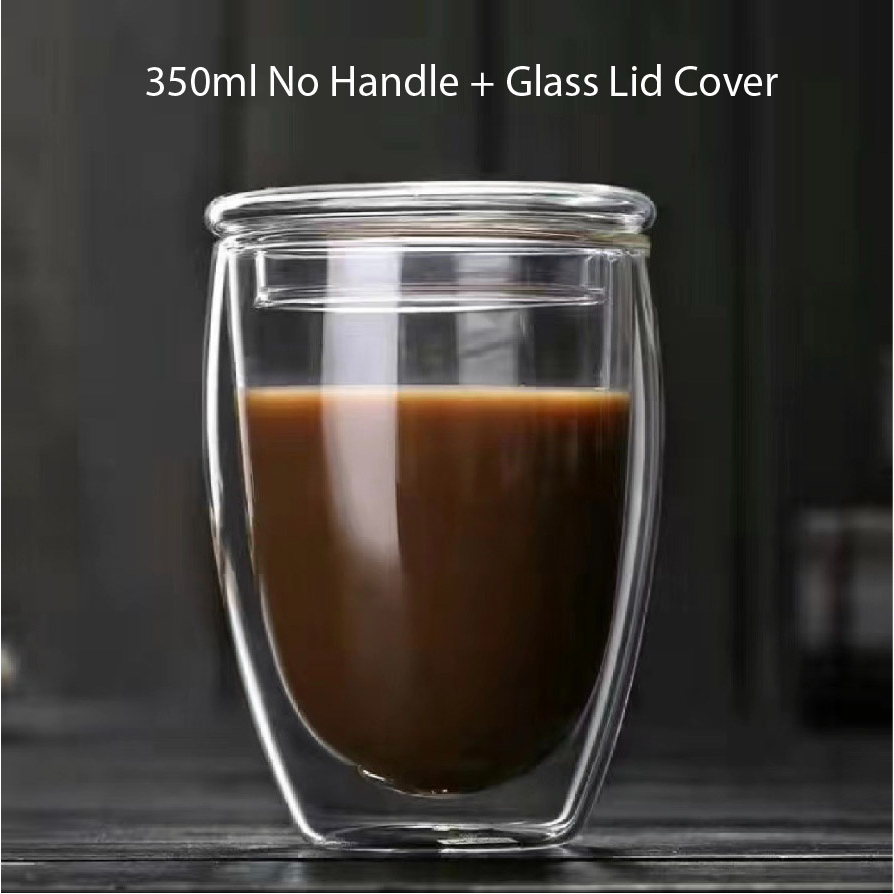 (Ready Stock)Coffee Espresso Tea Double Wall Borosilicate Glass Cup Mug Handle 80ml 150ml 250ml ...