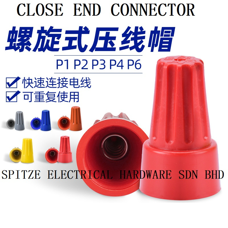 (100pcs) P1 - P6 CLOSE END CONNECTOR / Electrical Wire Connector Twist ...