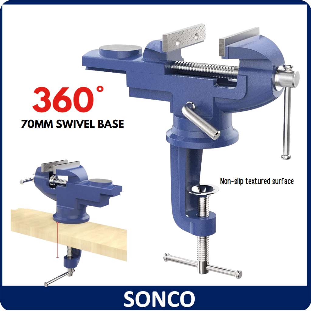 70mm 360° Rotation Heavy Duty Swivel Base Table Vise Clamp Portable ...