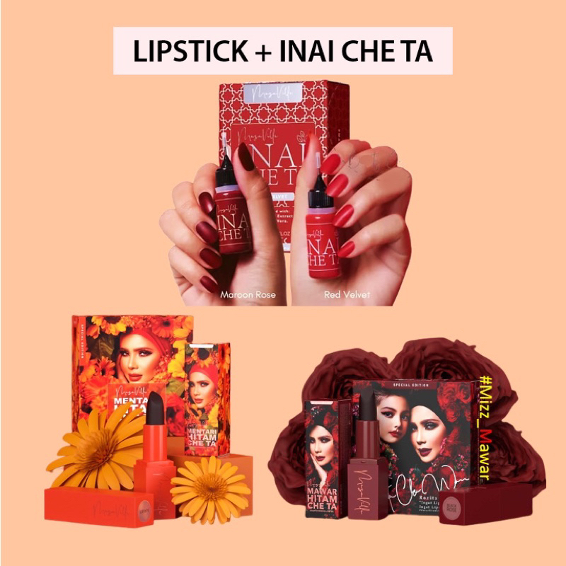 🔥 CHE TA INAI KUKU & LIPSTICK 👉 MAROON ROSE ,RED VELVET👉 MENTARI MAWAR HITAM - CHETA ORIGINAL ...