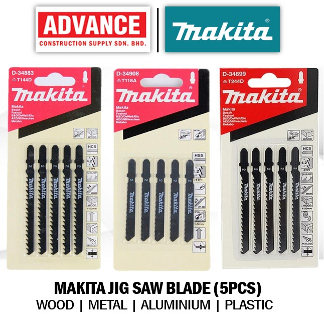 Makita Jig Saw Blade Set | Metal Wood PVC Aluminium | T144D T244D T118A ...