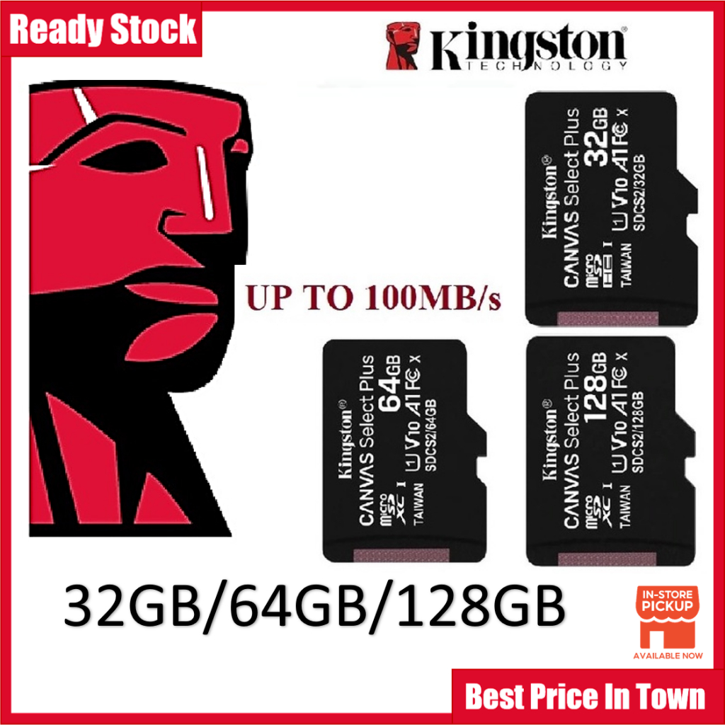 Kingston Micro SD Card 32GB 64GB 128GB Memory Card 100MB/s Canvas Select Plus Class 10 UHS-I ...
