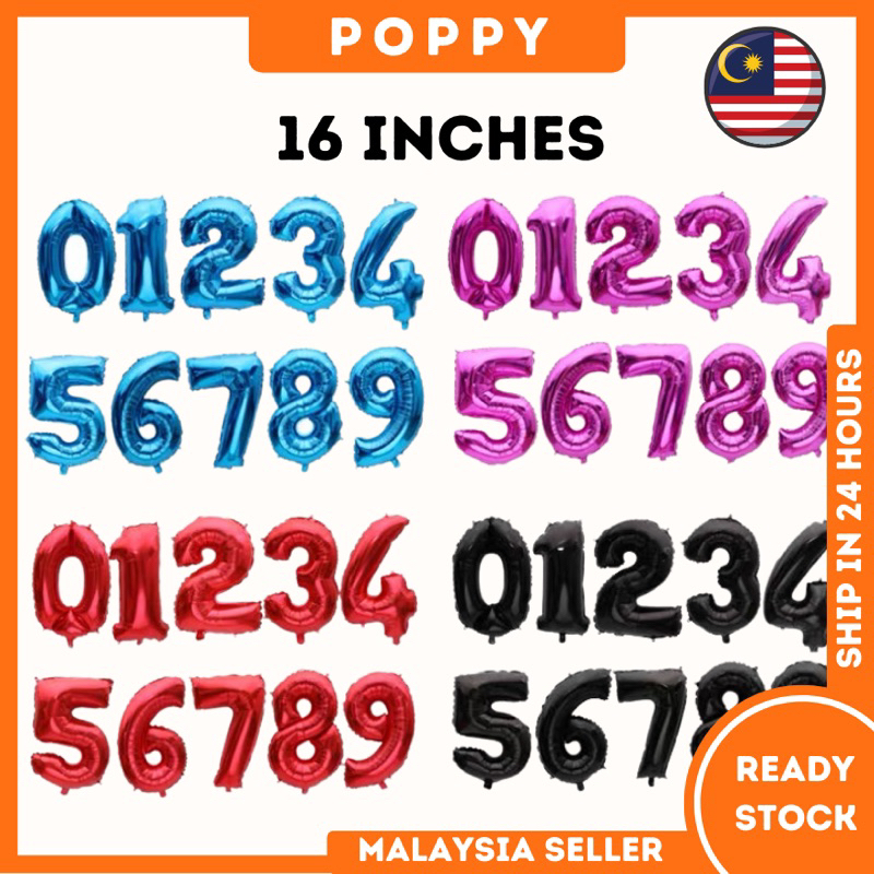 16 inch Number Balloon Foil Large Digital Aluminium Film Giant Animal ...