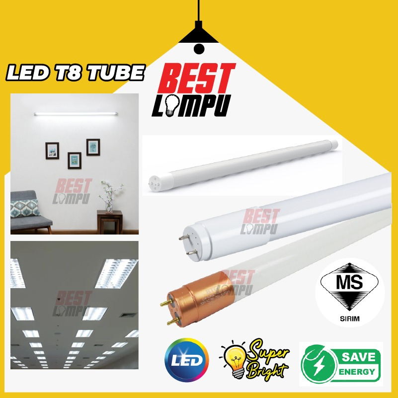Super Bright LED T8 4FT=30W Light Tube Lampu Kalimantang Terang Dinding Siling Ceiling Lighting ...