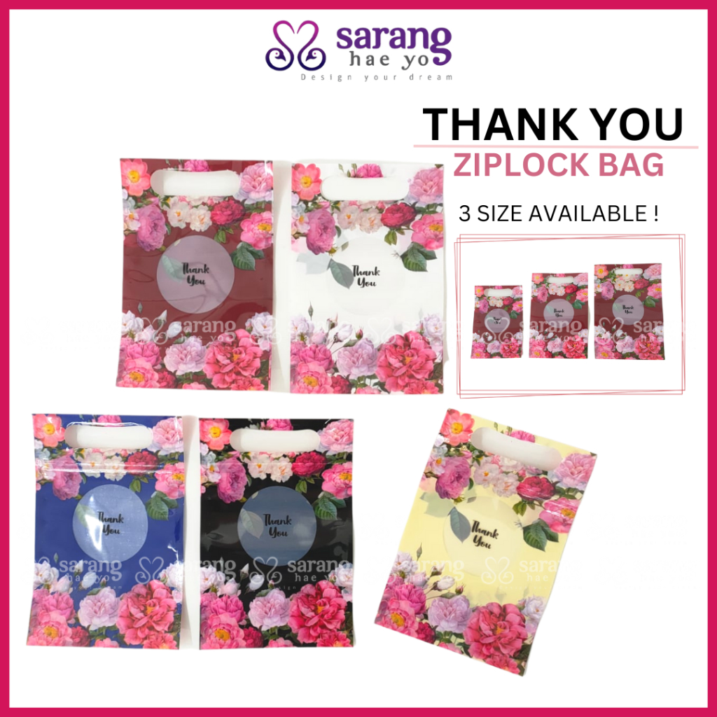 50PCS Thank You Ziplock Bag With Handle Doorgift Goodies Ziplock Beg ...