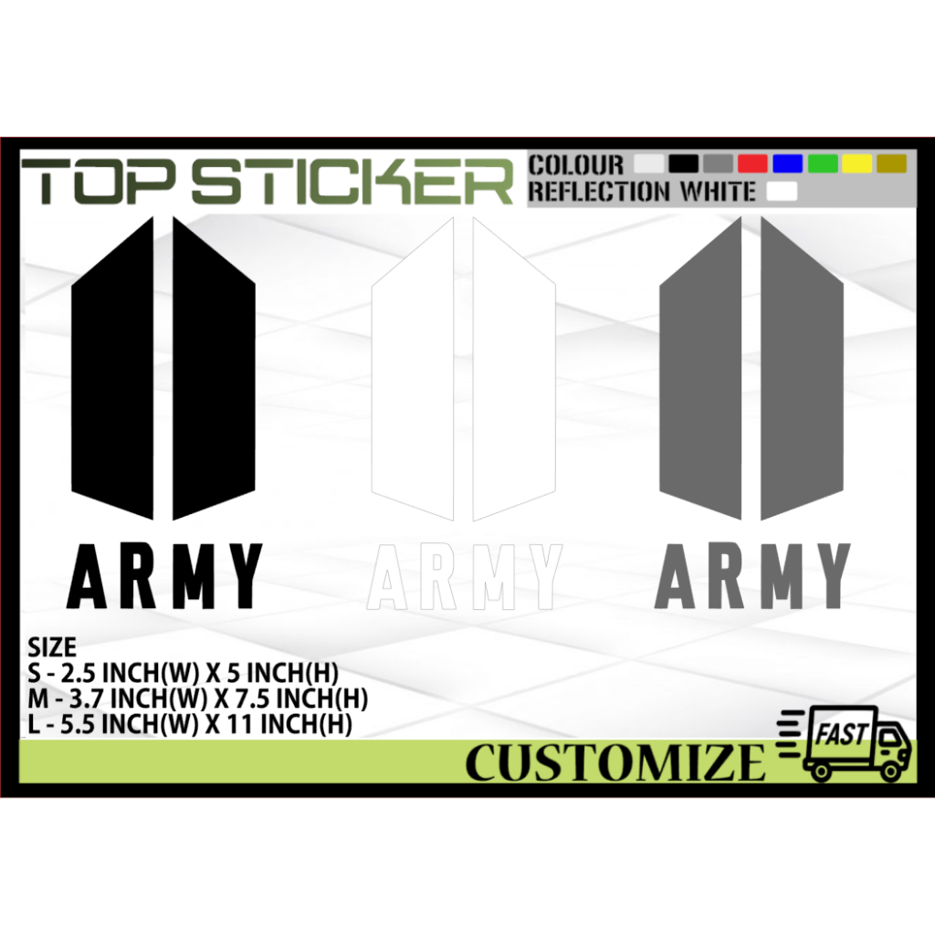 BTS ARMY LOGO CAR STICKER KERETA STICKERS VINYL | Shopee Malaysia