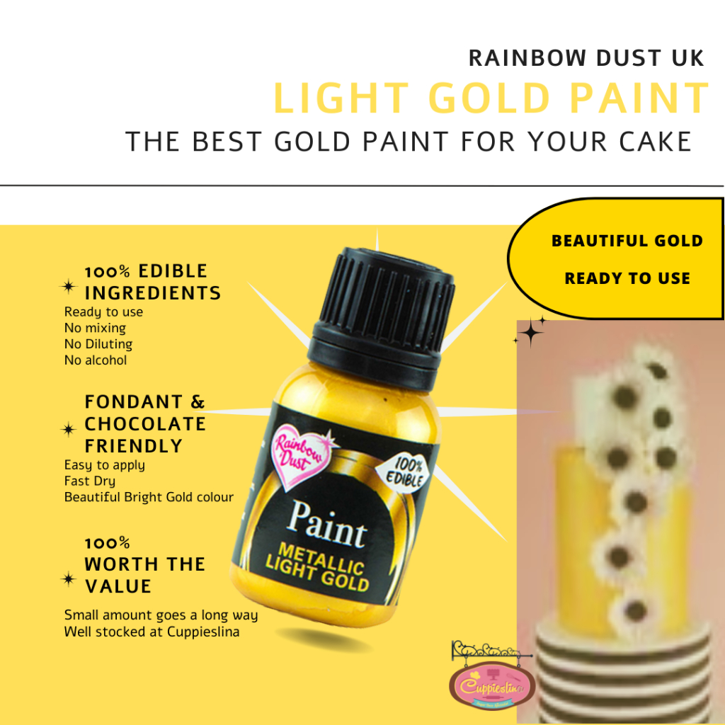Rainbowdust UK, Metallic Light Gold Edible gold paint,fondant food ...
