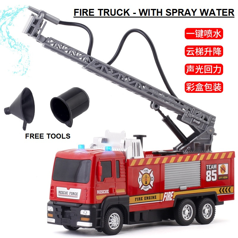 Fire truck sky lift ladder with light & sound, children's fire engine ...