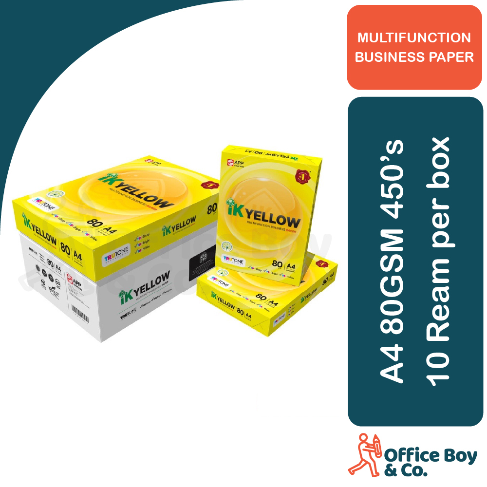IK Yellow A4 Copier Paper 80gsm 450's (1 Carton Box 10 Ream)(450 sheets ...