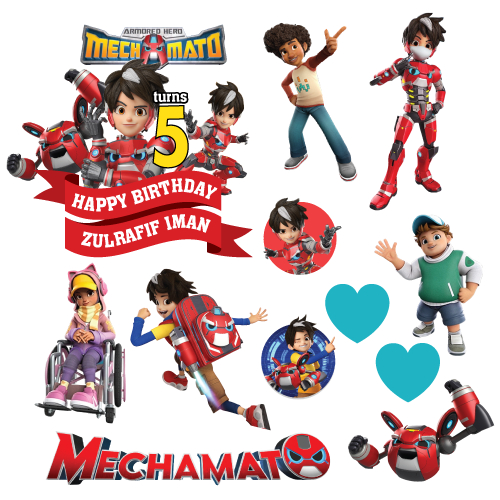 MECHAMATO AMATO MECHABOT High Quality Paper Cake Topper Kek Cake Decor ...