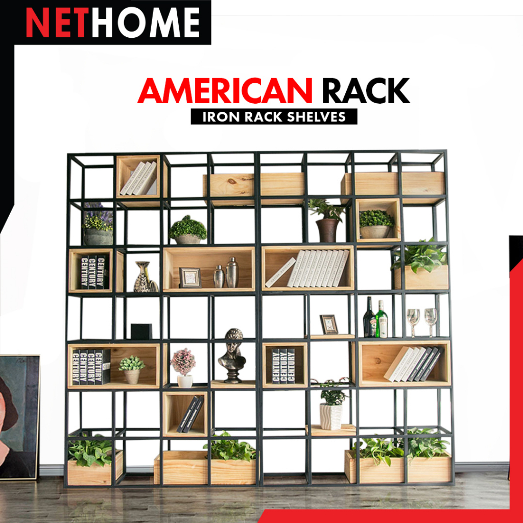 ⚡️NETHOME⚡️American Iron Rack Shelves / Industrial Style Iron Rack ...