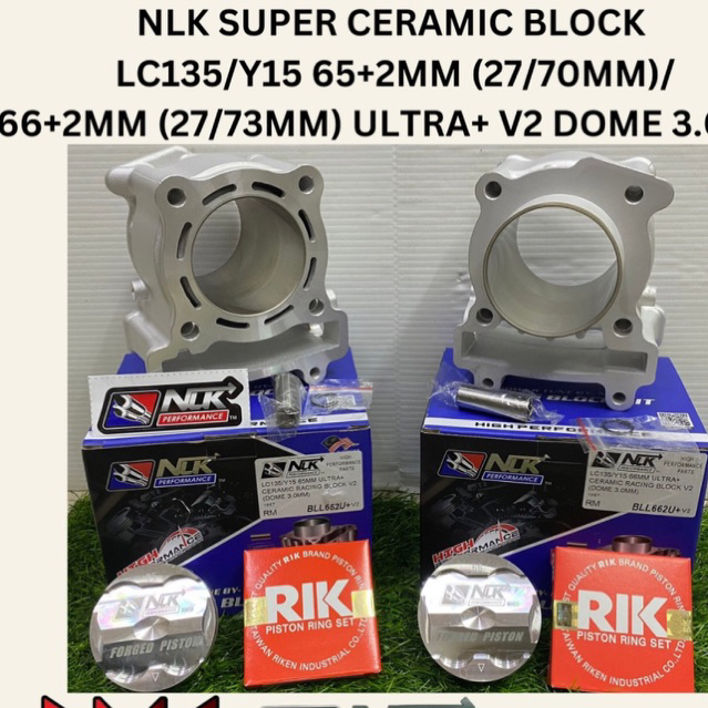 NLK SUPER CERAMIC BLOCK LC135/Y15 65+2MM / 66+2MM ULTRA+ V2 DOME 3.0MM 65 66 | Shopee Malaysia