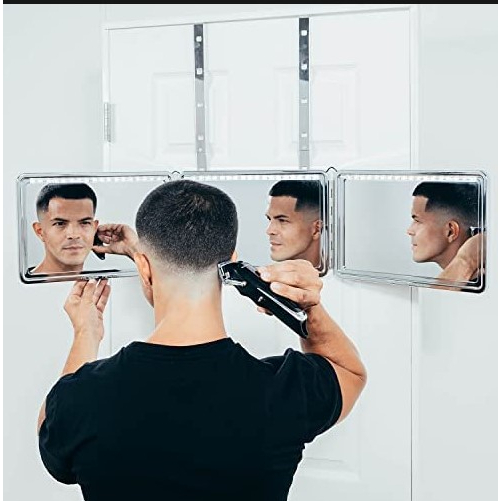 TWSOUL Portable Trifold Mirror, 360° Barber Mirror, 3 Way Mirror with ...