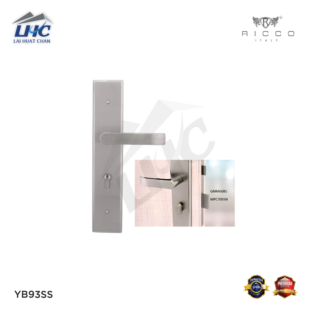 YB93SS RICCO Stainless Steel Lever Handle With Plate Mortise Lock ...