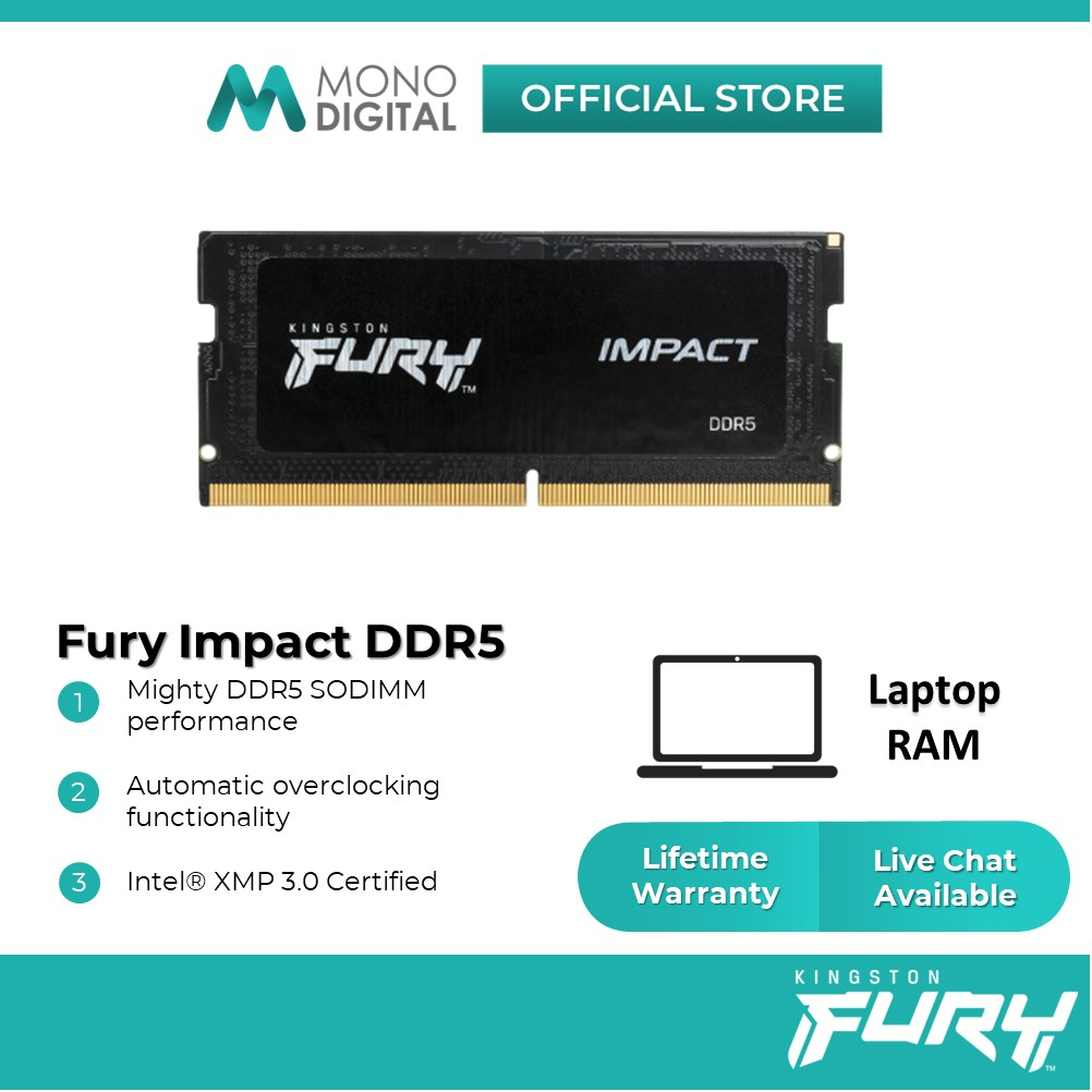 Kingston Fury Impact DDR5 Memory 4800/5600MHz CL38/CL40 Notebook Gaming ...