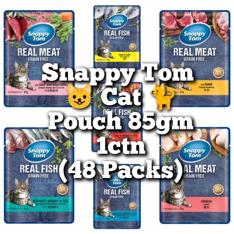【48 Unit】SNAPPY TOM® Assorted Flavors Grain Free Real Meat Wet Cat Food ...