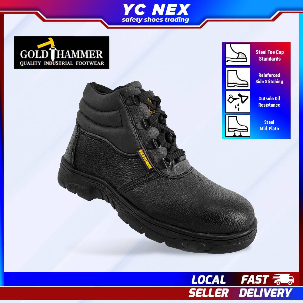 SAFETY SHOES / SAFETY BOOTS MID CUT STEEL TOE CAP BLACK WORK SHOES 524 ...