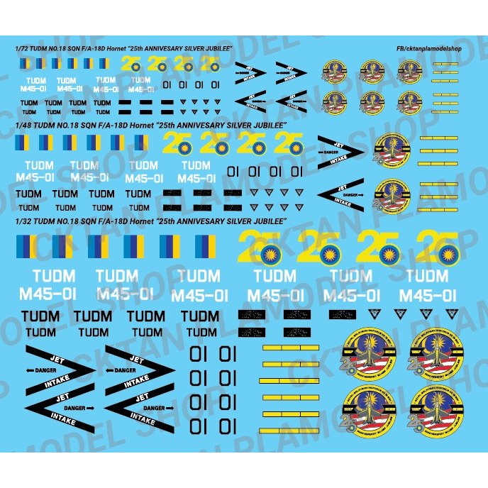 Decal TUDM No 18 SQN F/A-18D Hornet 25th Anniversary Silver Jubilee 1/ ...