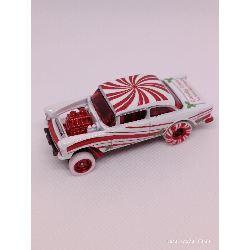 Custom Hot Wheels Chevy Gasser Bel Air MEA Candy Cane Wonderland with ...