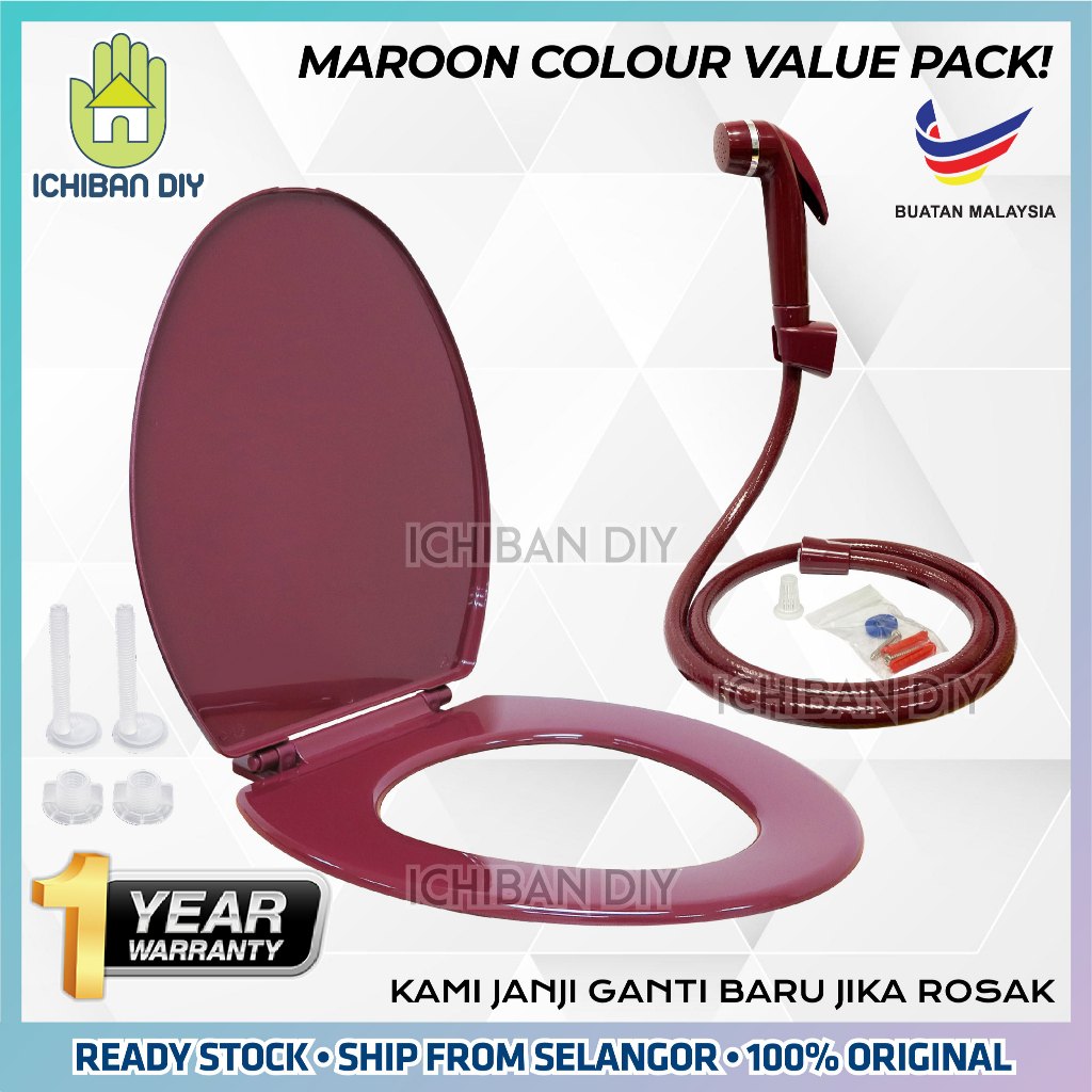 Maroon Toilet Seat Cover Hand Bidet Bathroom Bowl Burgundy Penutup ...