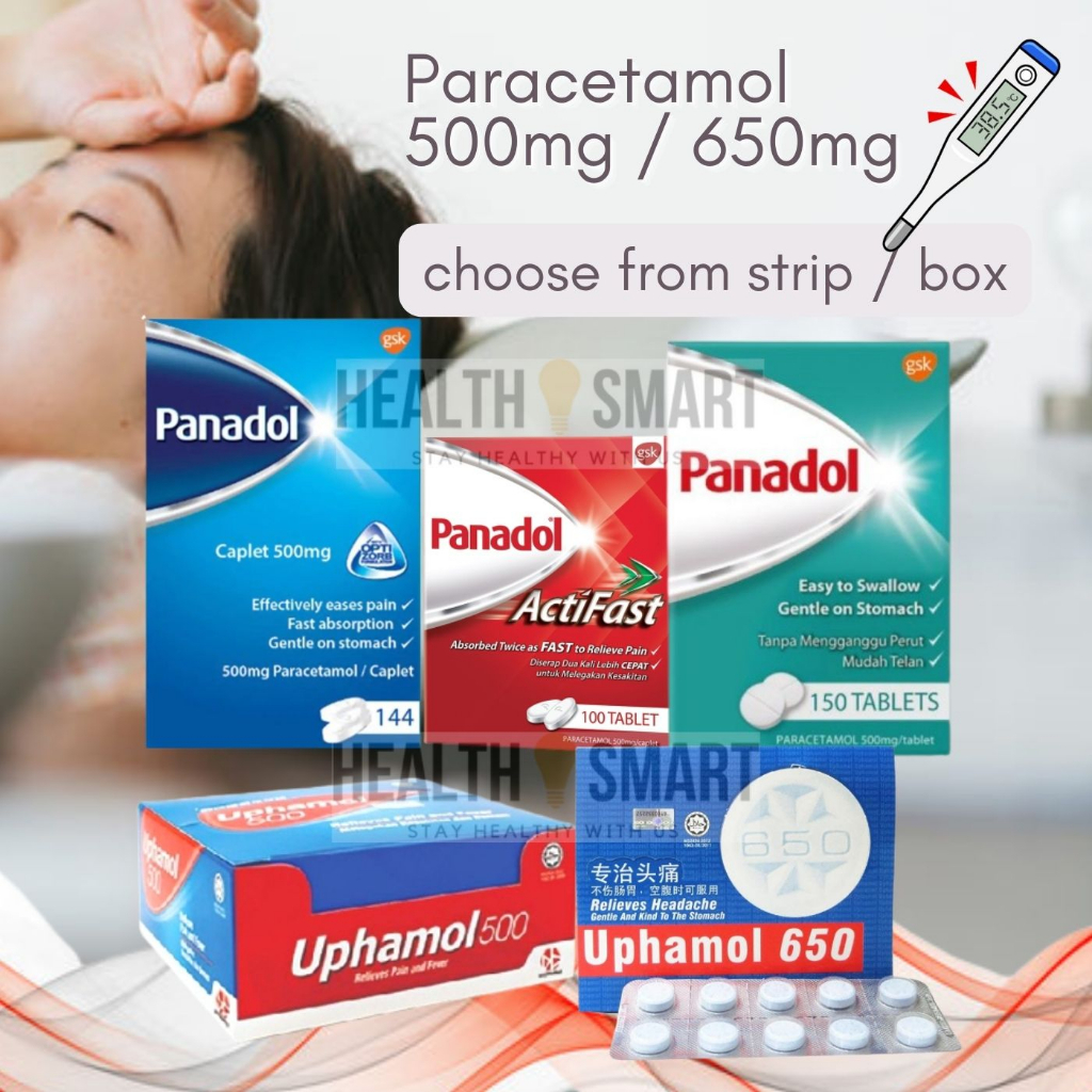 Panadol Actifast 10's / Panadol Optizorb 12's / Panadol Coated 500mg 10's / Uphamol 650mg Ubat ...