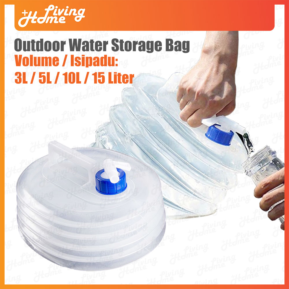 Outdoor Foldable Drinking Water Storage Bag Water Tap Beg Air Camping 3 ...