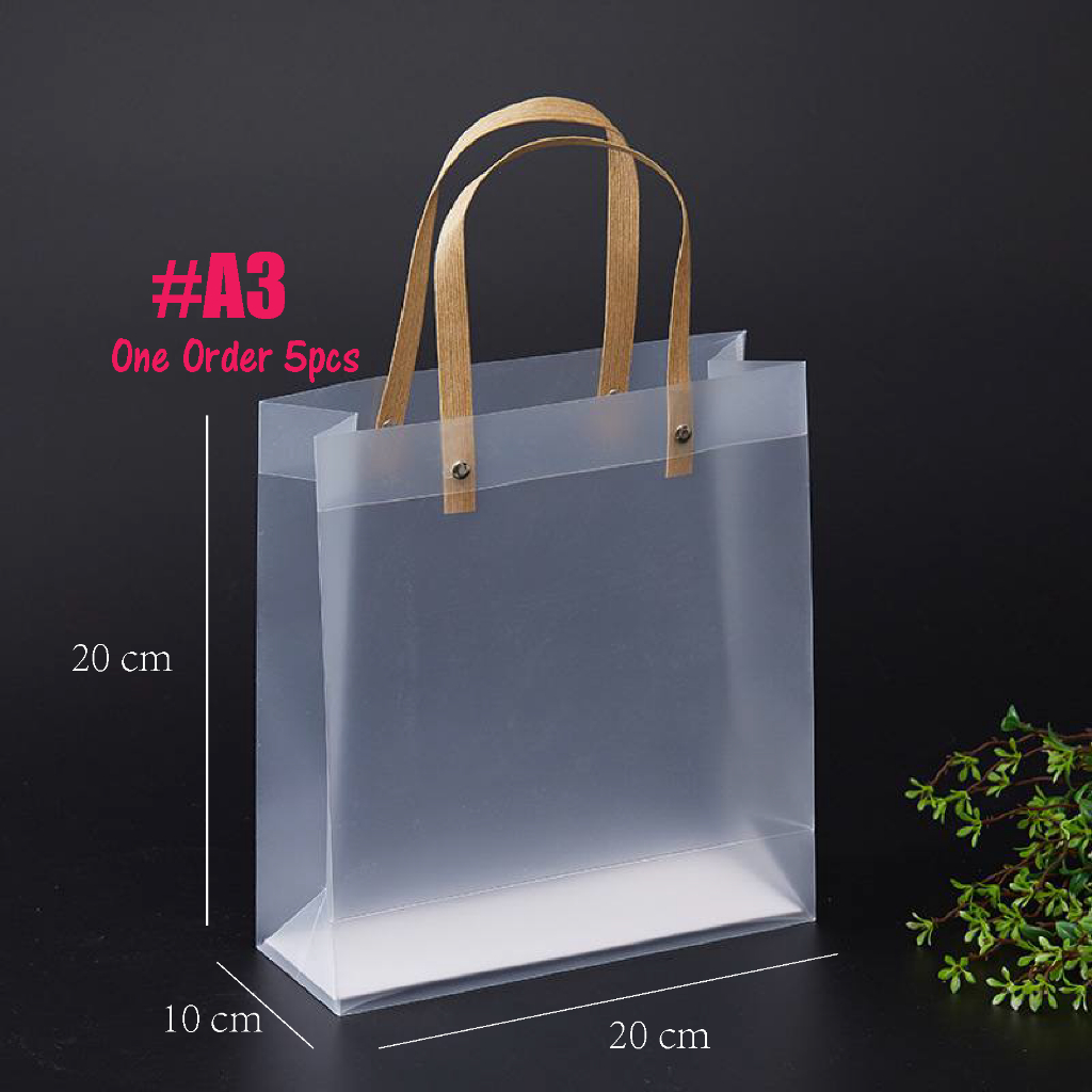 5Pcs Premium Gift Frosted PP Tote Bag Transparent Hand Bag Doorgift Bag ...