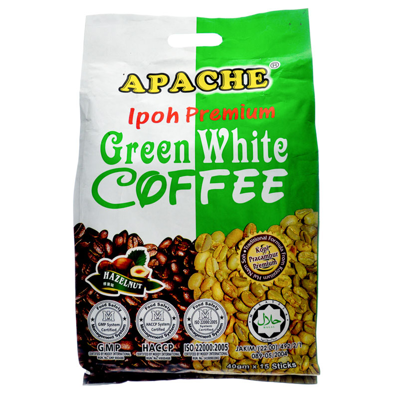Apache Ipoh Premium 3 in 1 Premix Green White Coffee 15 Sticks x 40g ...