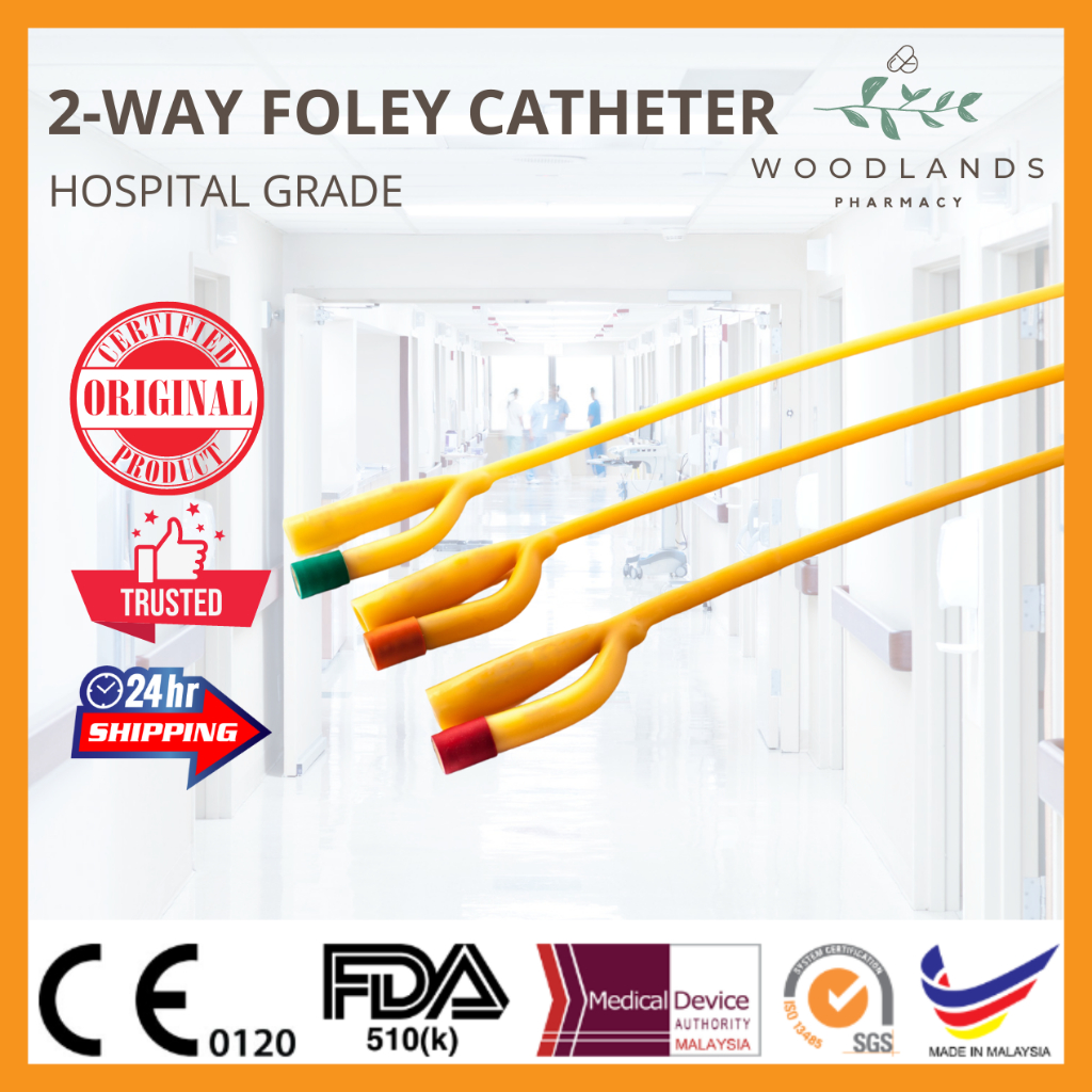 2 WAY FOLEY CATHETER LATEX 100% SILICONE COATED SIZE 14/16/18FR 1S ...
