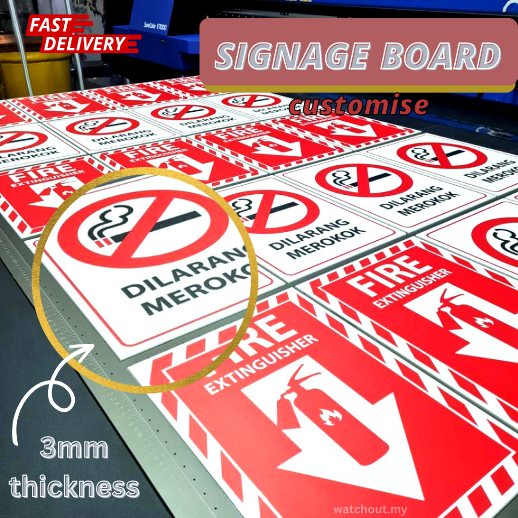 🇲🇾 Acrylic Signage Board A3 Size w Double Sided (3mm) No Smoking Sign ...