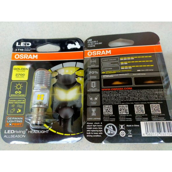 ORIGINAL OSRAM LED MOTORCYCLE HEAD LAMP WHITE LIGHT LC/EX5 H4/FZ/LC-V4 ...