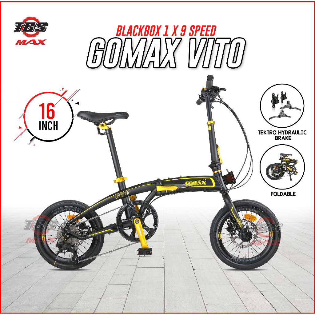 GOMAX VITO 16" BLACKBOX 9 Speed Aluminum Folding Bike / Basikal Lipat ...