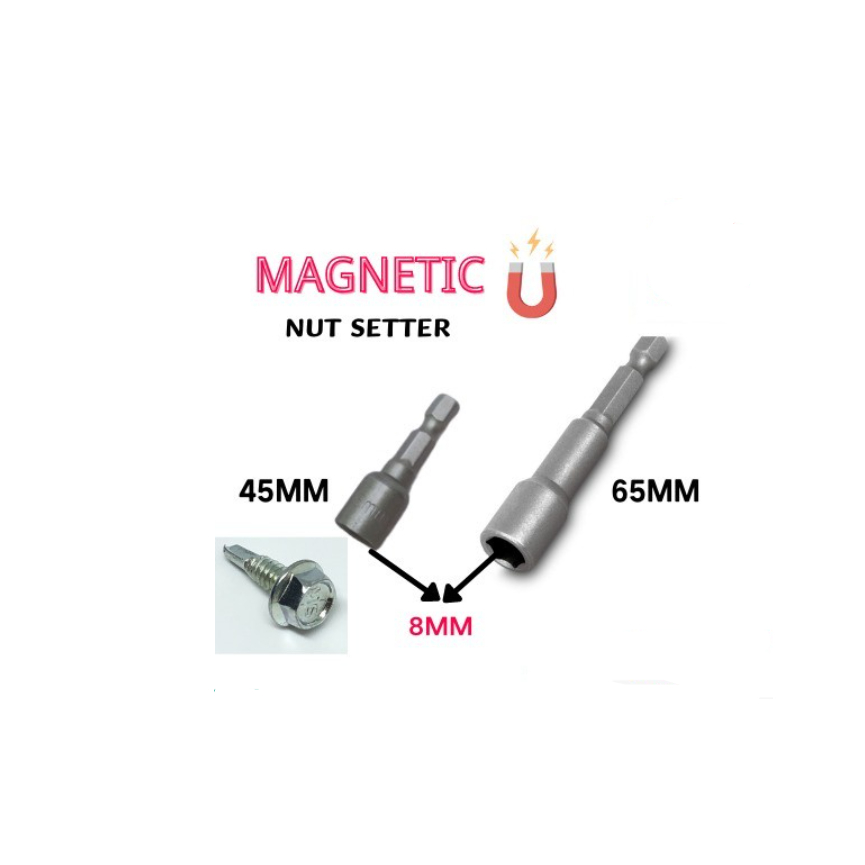 Magnetic Nut Setter/Drill Hex Nut Setter/Kunci Screw Bumbung Atap 8mm ...