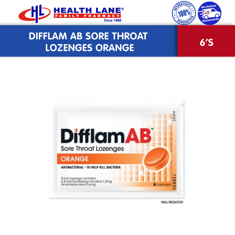 Difflam AB Sore Throat Lozenges Orange (6's) | Shopee Malaysia