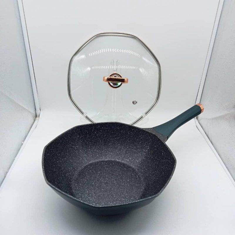 32cm OCTAGON DIAMOND WITH COVER Fry Wok With Cover Kuali Wok Ada ...